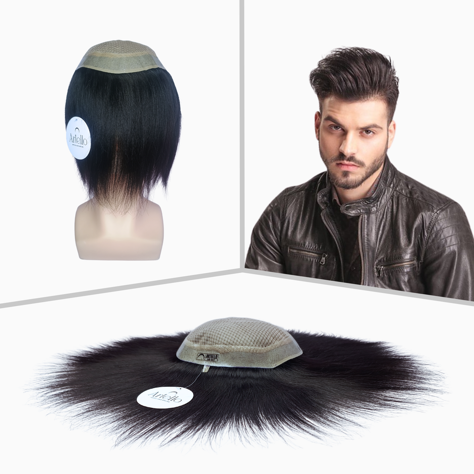 Artello FRENCH LACE Q6 Hair Patch for Men, 4D French Lace, 100% Remy ...