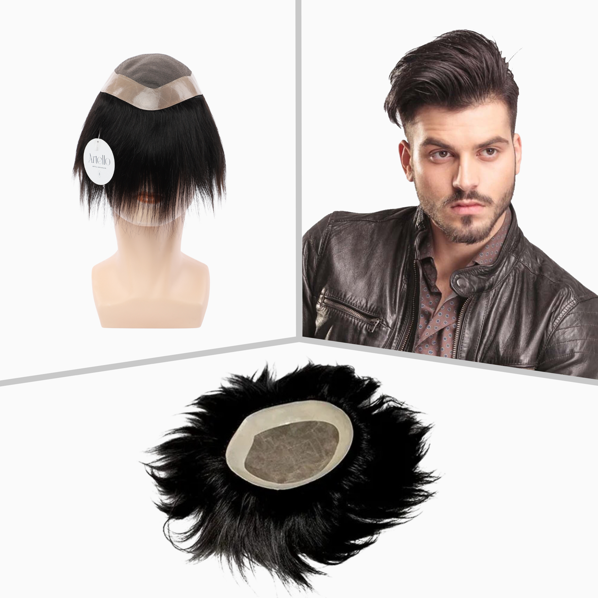 Artello Hair Patches for Men with 100% Real Human Hair | Toupee & Wigs
