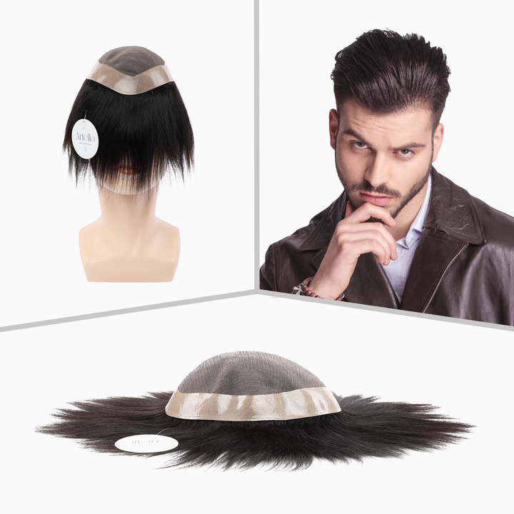 Artello FRENCH LACE Q6 Hair Patch for Men, 4D French Lace, 100% Remy ...