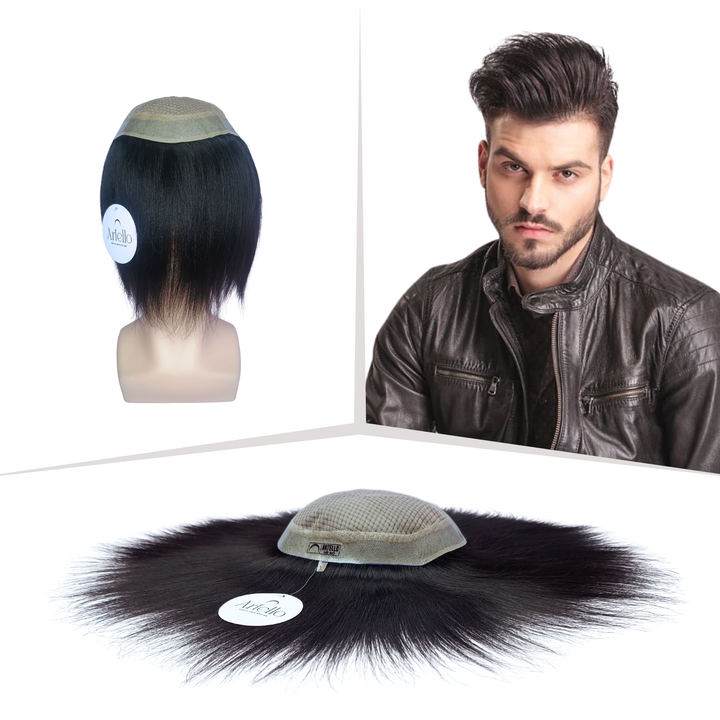 Artello FRENCH LACE Q6 Hair Patch for Men, 4D French Lace, 100% Remy ...