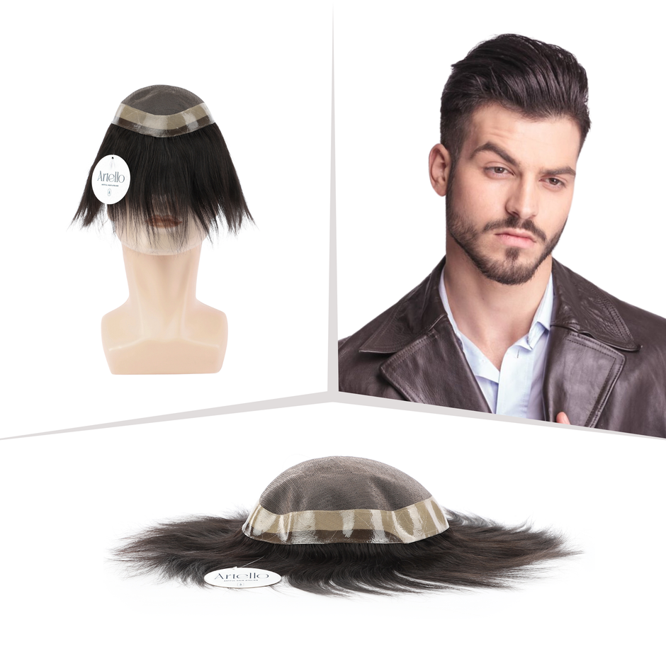 Artello Hair Patches for Men with 100% Real Human Hair | Toupee & Wigs