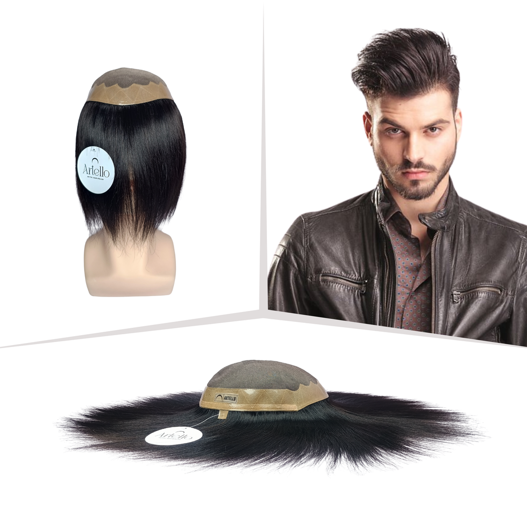 Artello Hair Patches for Men with 100% Real Human Hair | Toupee & Wigs