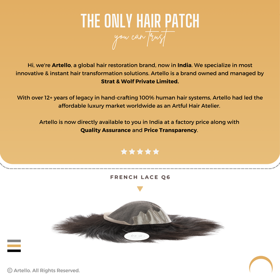 Artello FRENCH LACE Q6 Hair Patch for Men, 4D French Lace, 100% Remy ...