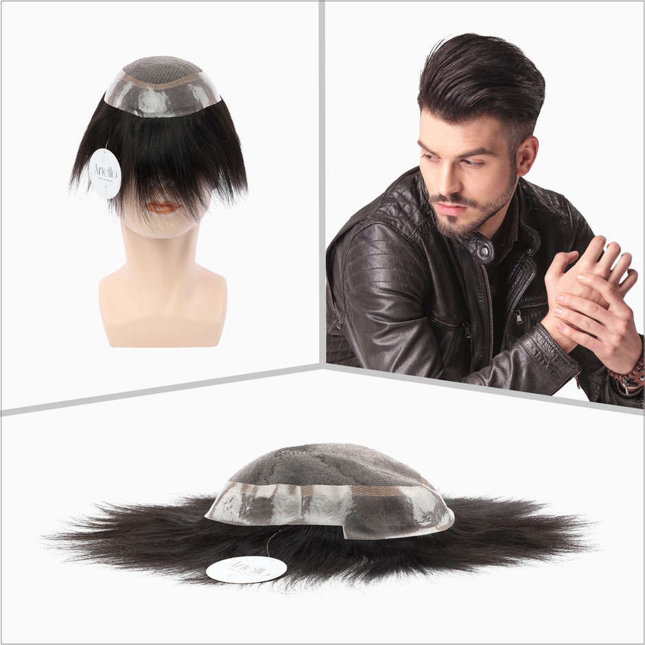 Artello FRENCH LACE Q6 Hair Patch for Men, 4D French Lace, 100% Remy ...