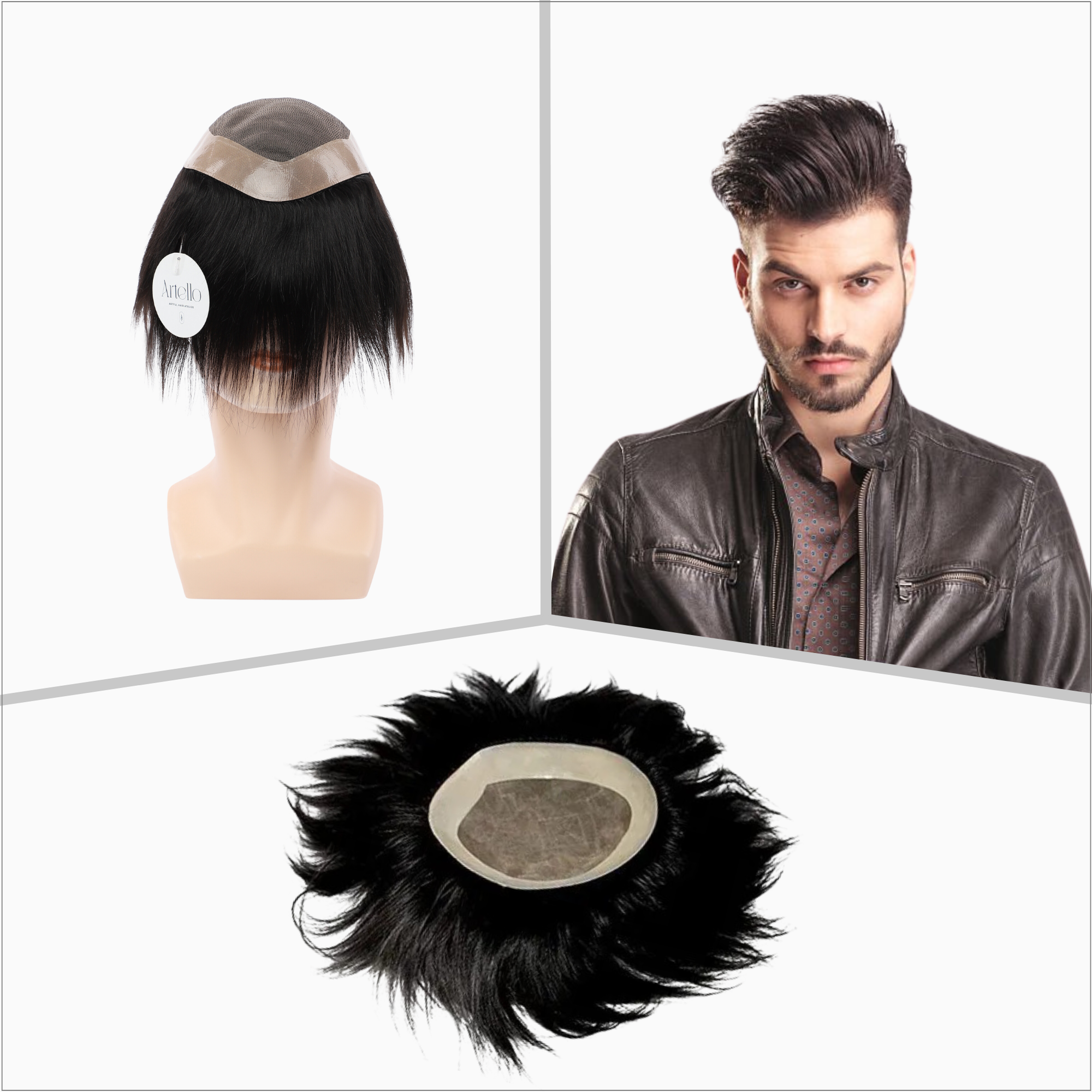 Artello Hair Patches for Men with 100% Real Human Hair | Toupee & Wigs