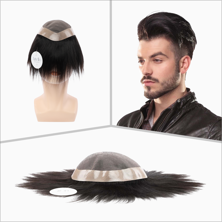 Artello FRENCH LACE Q6 Hair Patch for Men, 4D French Lace, 100% Remy ...