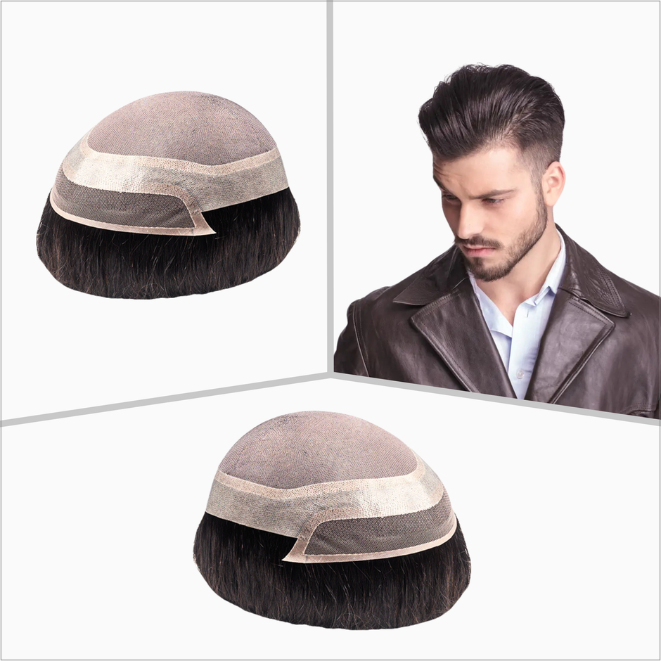 Artello FRENCH LACE Q6 Hair Patch for Men, 4D French Lace, 100% Remy ...