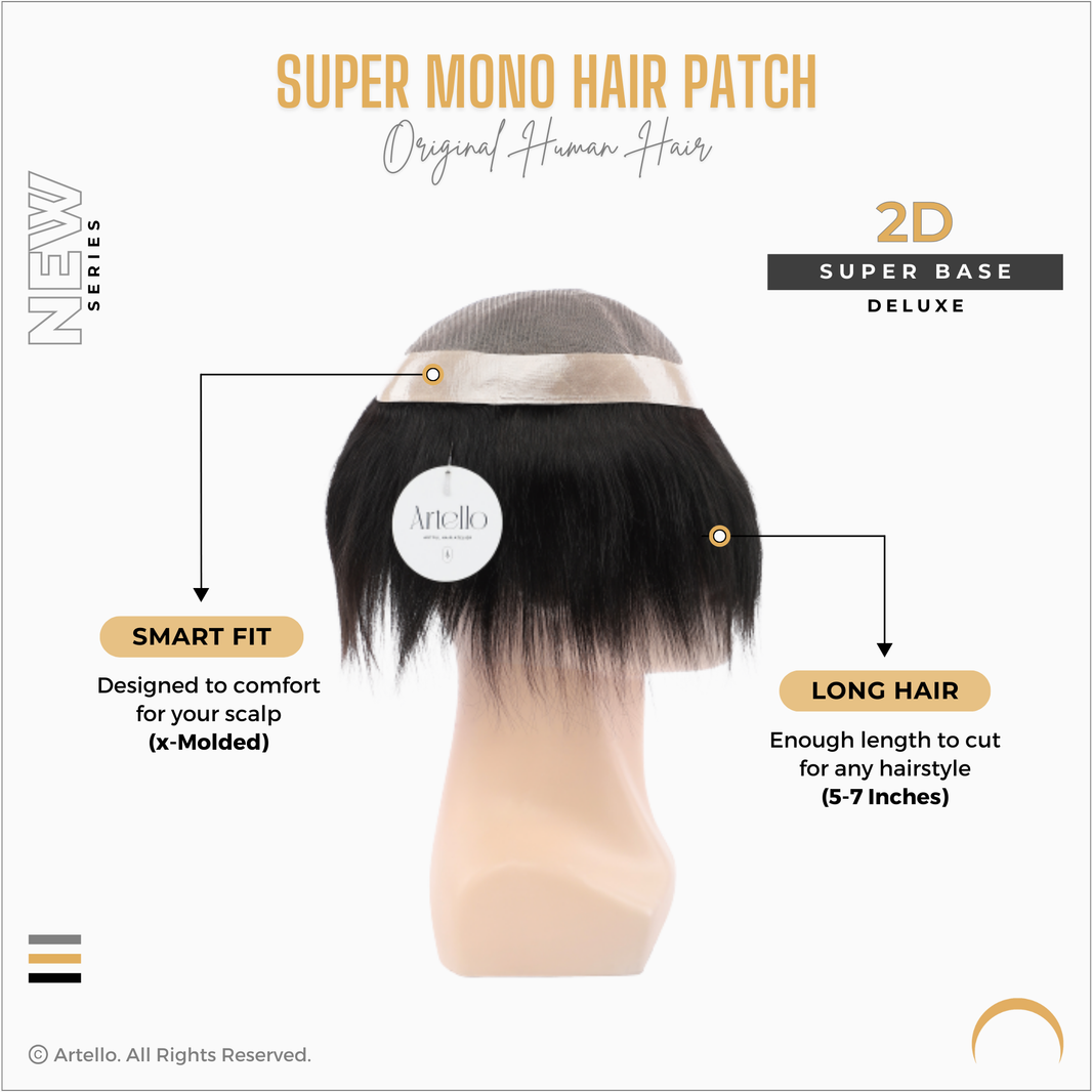 Artello FRENCH LACE Q6 Hair Patch for Men, 4D French Lace, 100% Remy ...