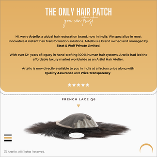 Artello FRENCH LACE Q6 Hair Patch for Men, 4D French Lace, 100% Remy ...