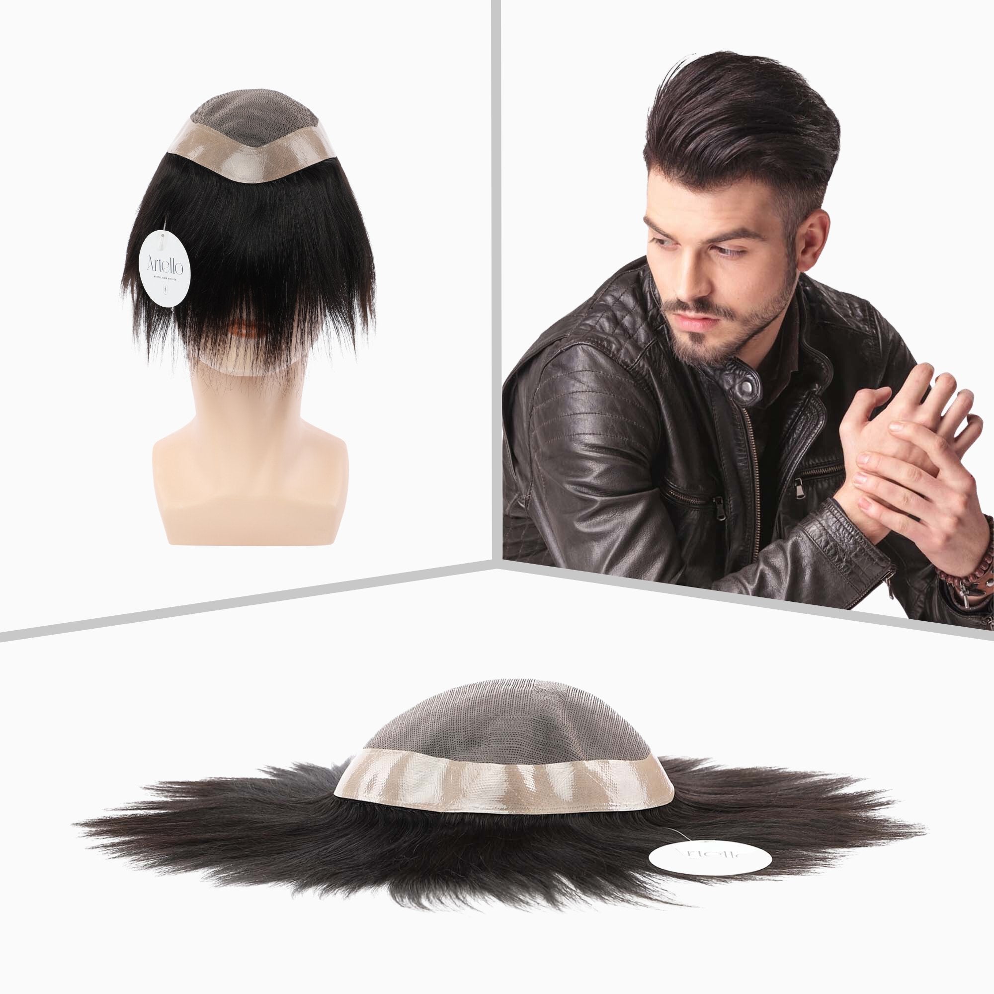 Artello Hair Patches for Men with 100% Real Human Hair | Toupee & Wigs